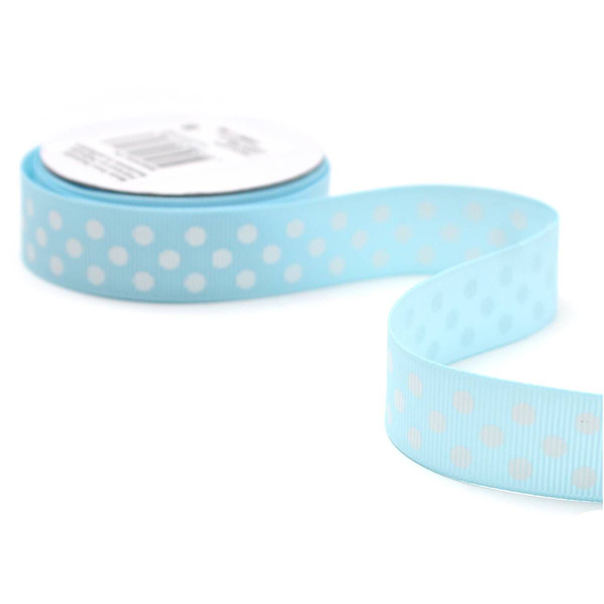 Baby Blue Spots Grosgrain Ribbon 19mm x 4m | Hobbycraft