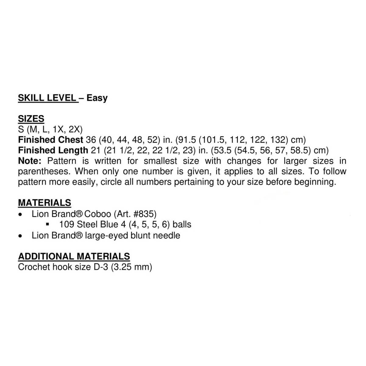 FREE PATTERN Lion Brand Short Hills Shell L80158 | Hobbycraft