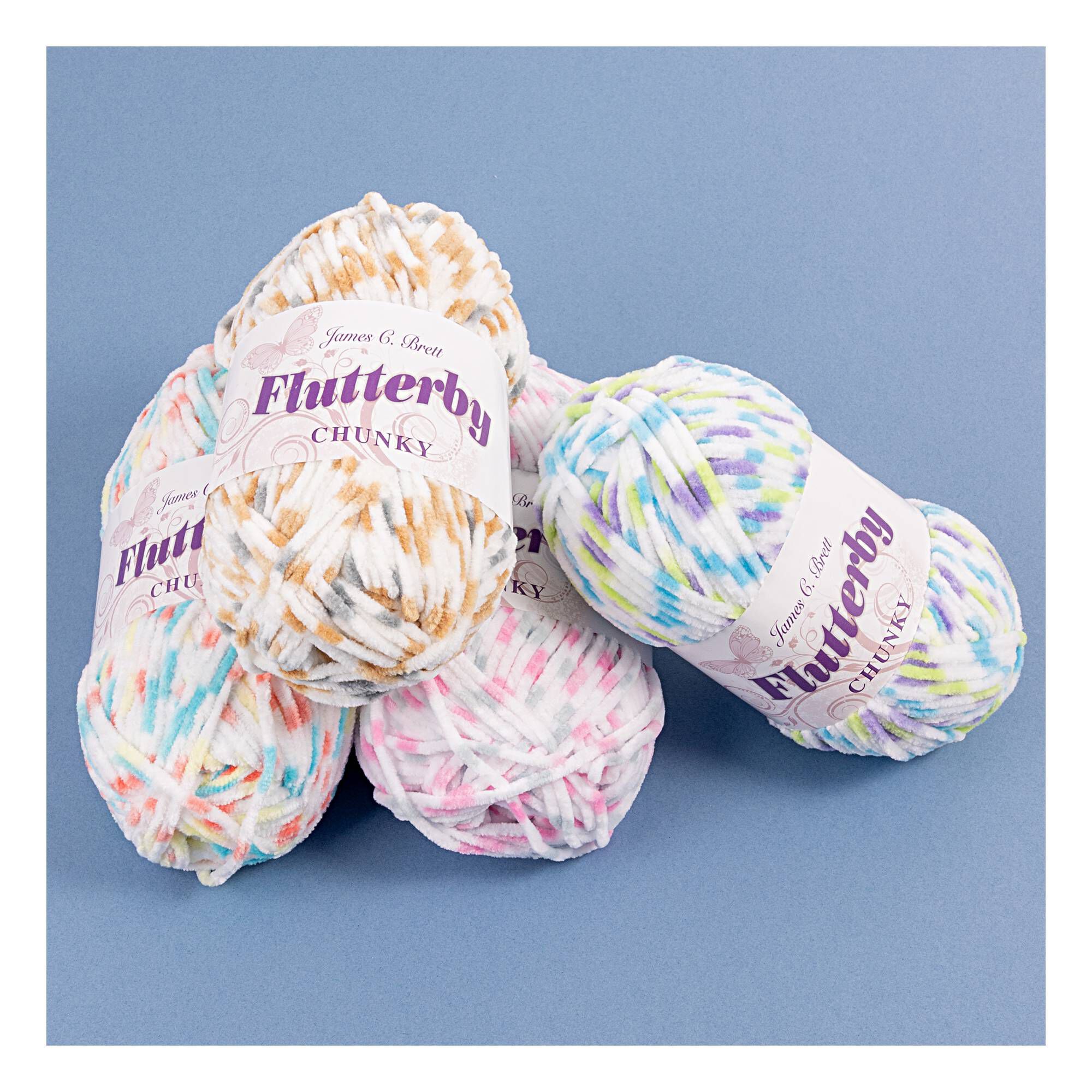 James C Brett Pink, Grey and White Flutterby Chunky Yarn 100g | Hobbycraft
