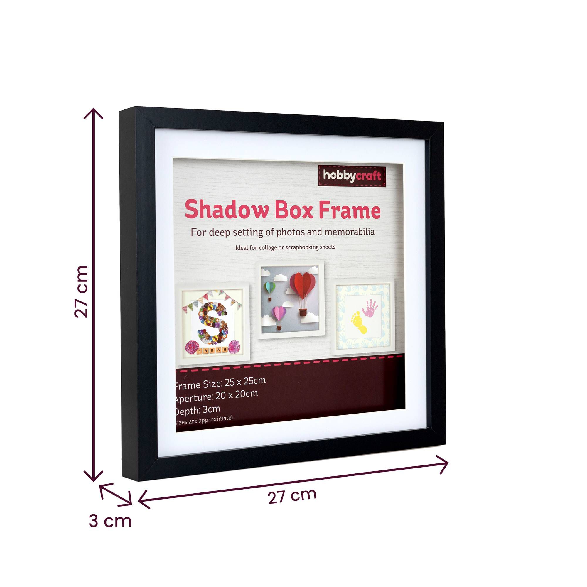 Black Shadow Box Frame 25cm x 25cm | Hobbycraft