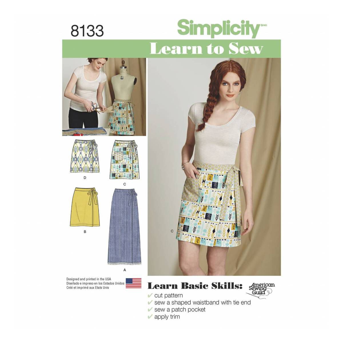 Simplicity Learn to Sew Skirt Sewing Pattern 8133 (10-18) | Hobbycraft