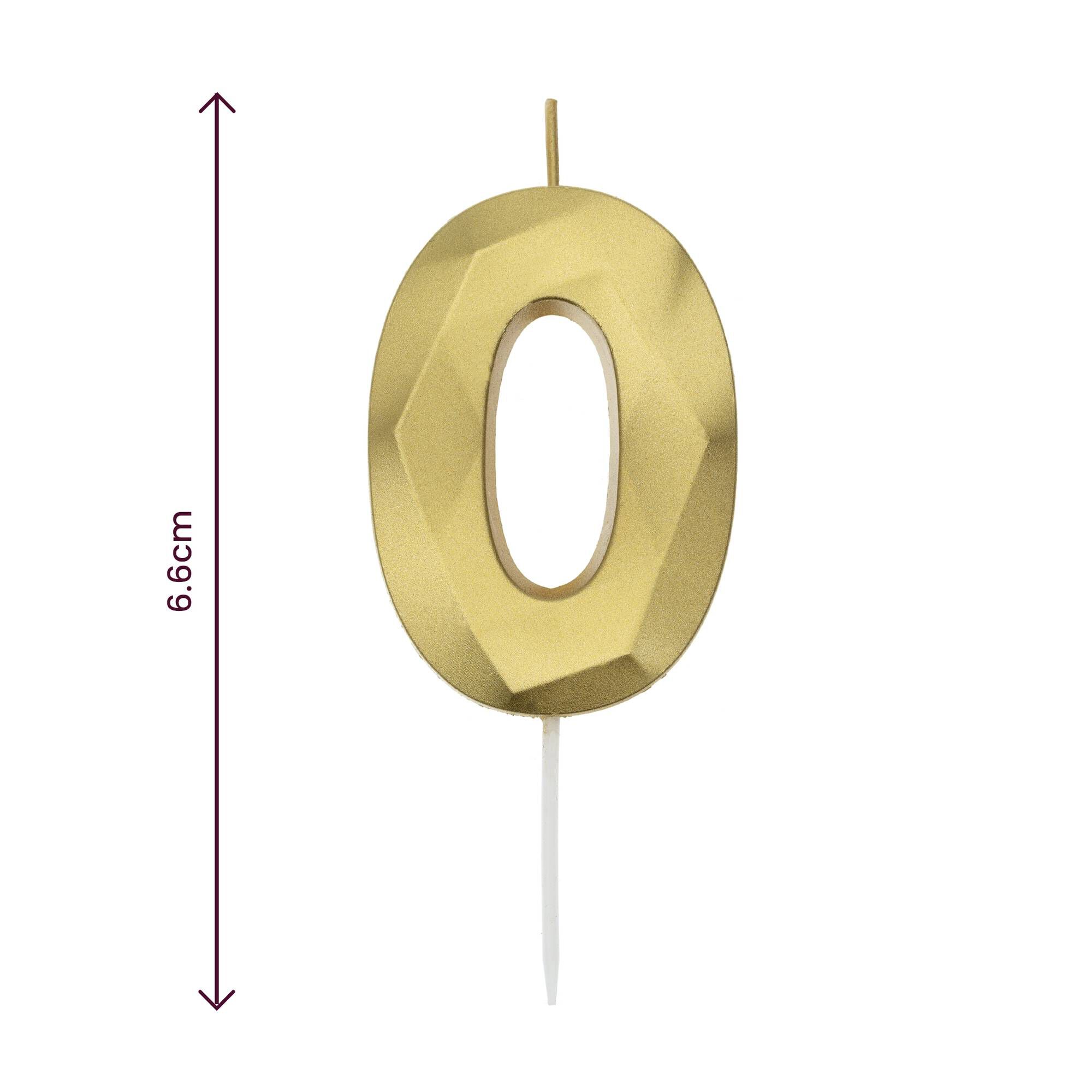 Whisk Gold Faceted Number 0 Candle | Hobbycraft