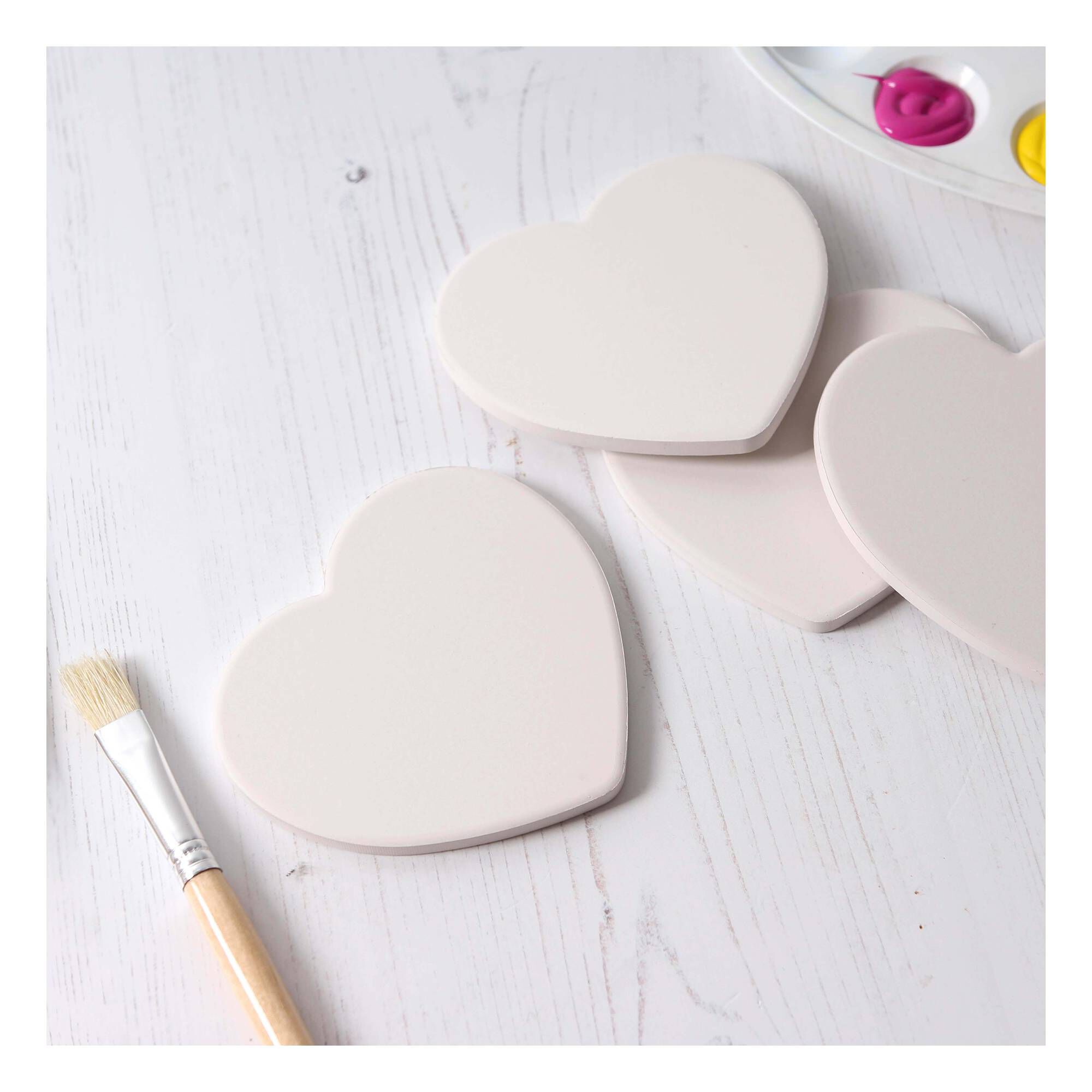 Unglazed Ceramic Heart Coasters 4 Pack | Hobbycraft