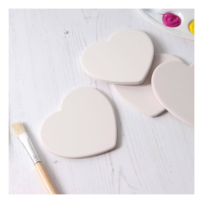 Unglazed Ceramic Heart Coasters 4 Pack | Hobbycraft