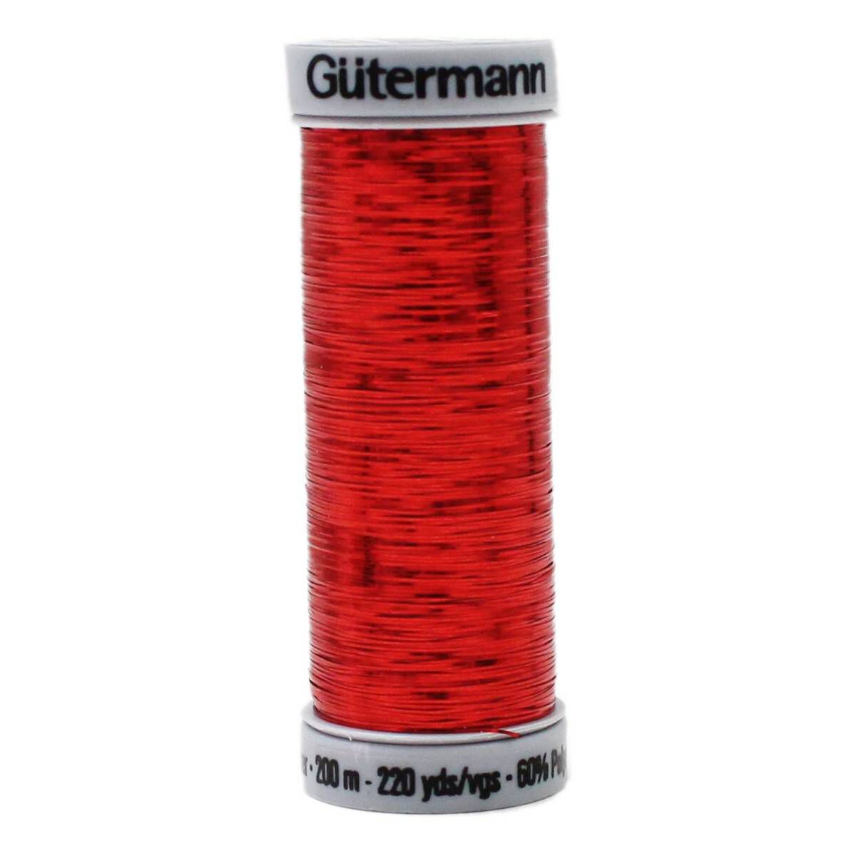 Gutermann Red Metallic Sliver Embroidery Thread 200m (8014) | Hobbycraft