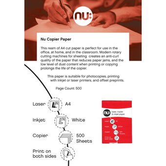 Nu Copier Paper A4 500 Pack | Hobbycraft