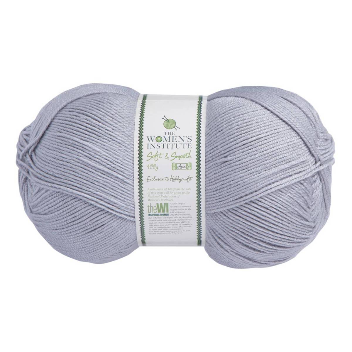 Women's Institute Light Grey Soft and Smooth Aran Yarn 400g | Hobbycraft