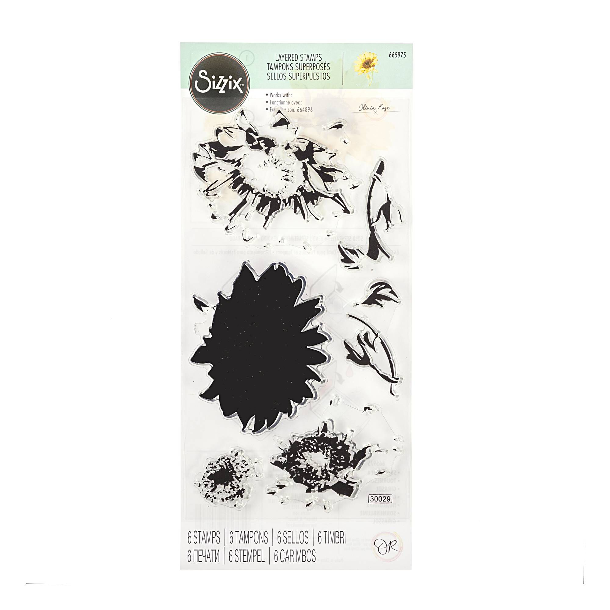 Sizzix Sunflower Stem Layered Stamp Set 6 Pieces | Hobbycraft