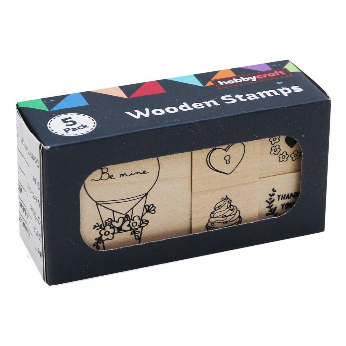 Hot Air Balloon Wooden Stamp Set 5 Pieces | Hobbycraft