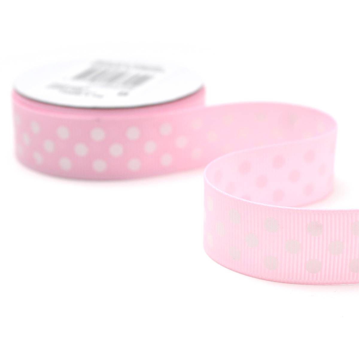 Baby Pink Spots Grosgrain Ribbon 19mm x 4m | Hobbycraft