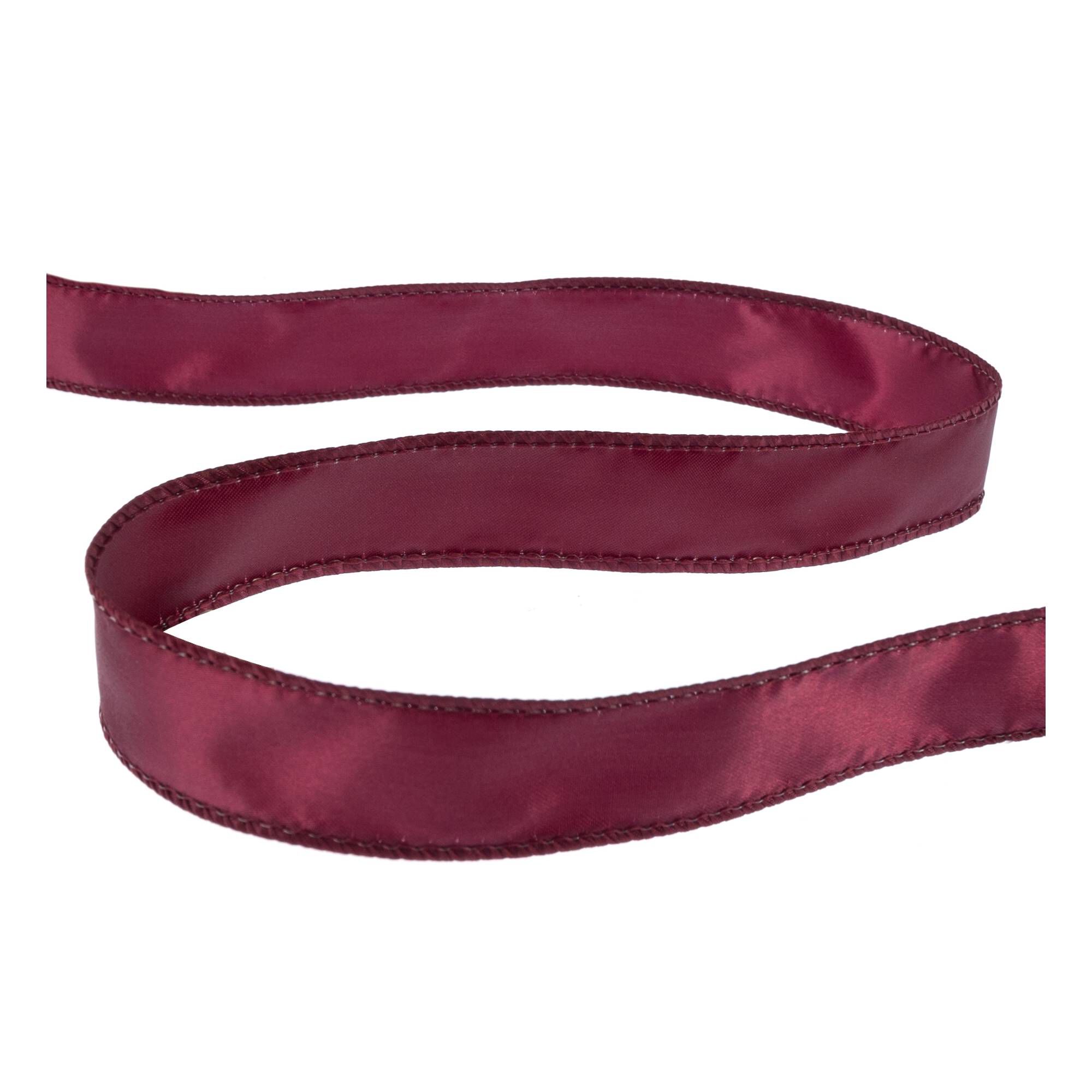 Burgundy Wire Edge Satin Ribbon 25mm x 3m | Hobbycraft