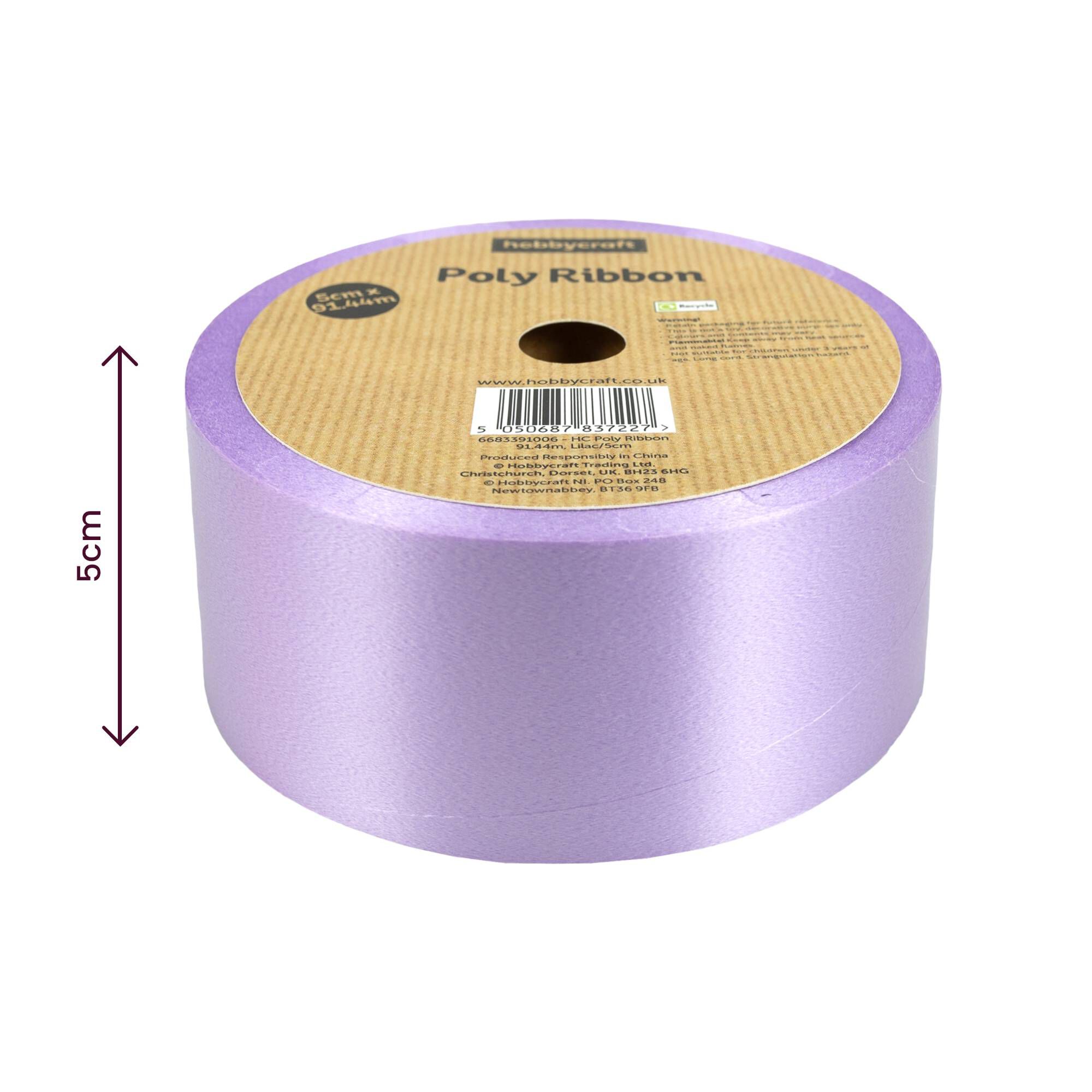 Lilac Poly Ribbon 5cm x 91m | Hobbycraft