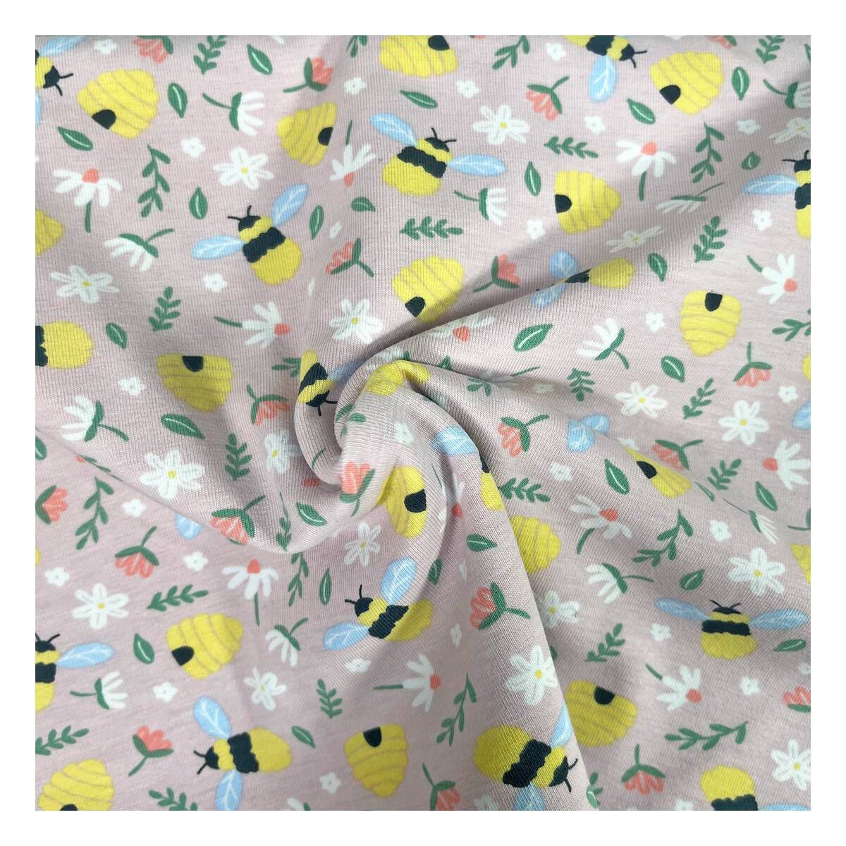 Bees Cotton Spandex Jersey Fabric by the Metre | Hobbycraft