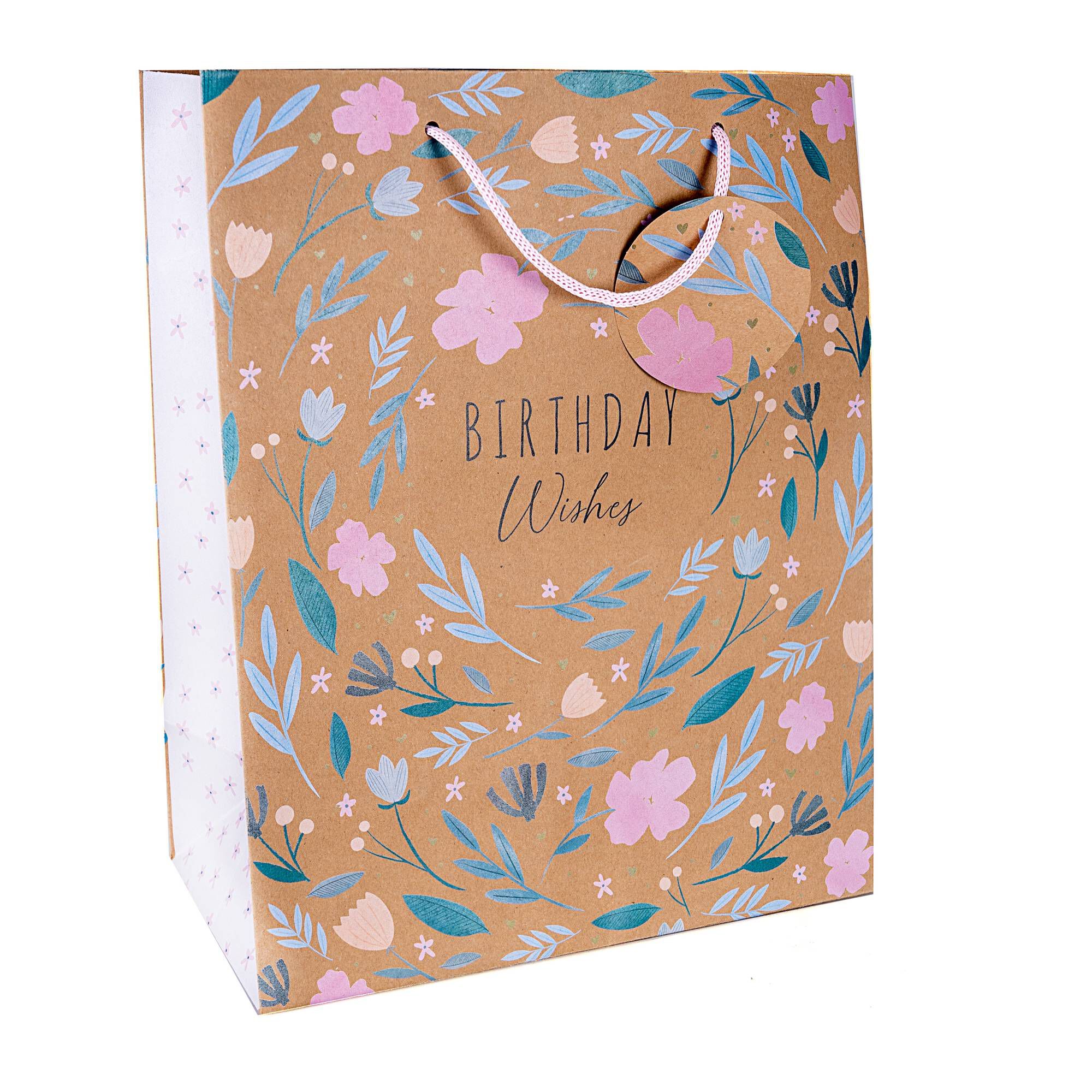 Kraft Floral Gift Bag 37cm x 27cm | Hobbycraft