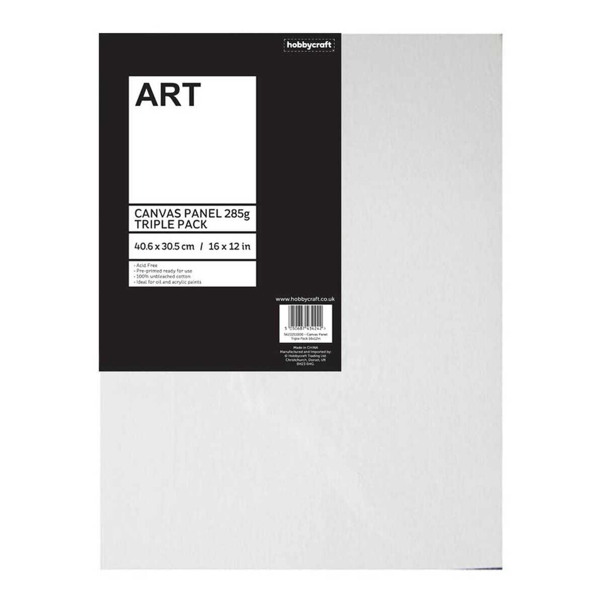 A3 Canvas Panel 40.6cm x 30.5cm 3 Pack | Hobbycraft