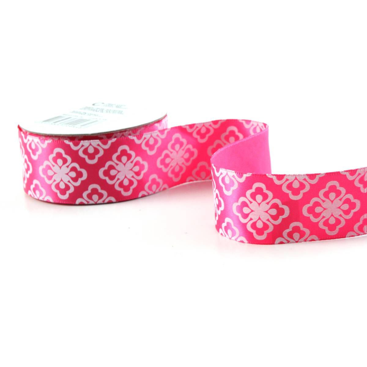 Pink Diamond Mosaic Satin Ribbon 25mm x 4m | Hobbycraft