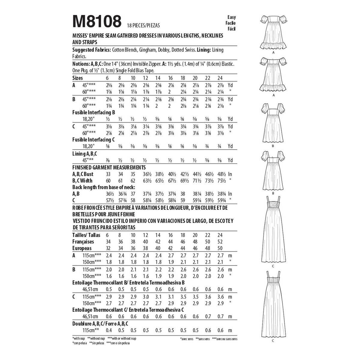 McCall’s Raven Dress Sewing Pattern M8108 (6-14) | Hobbycraft