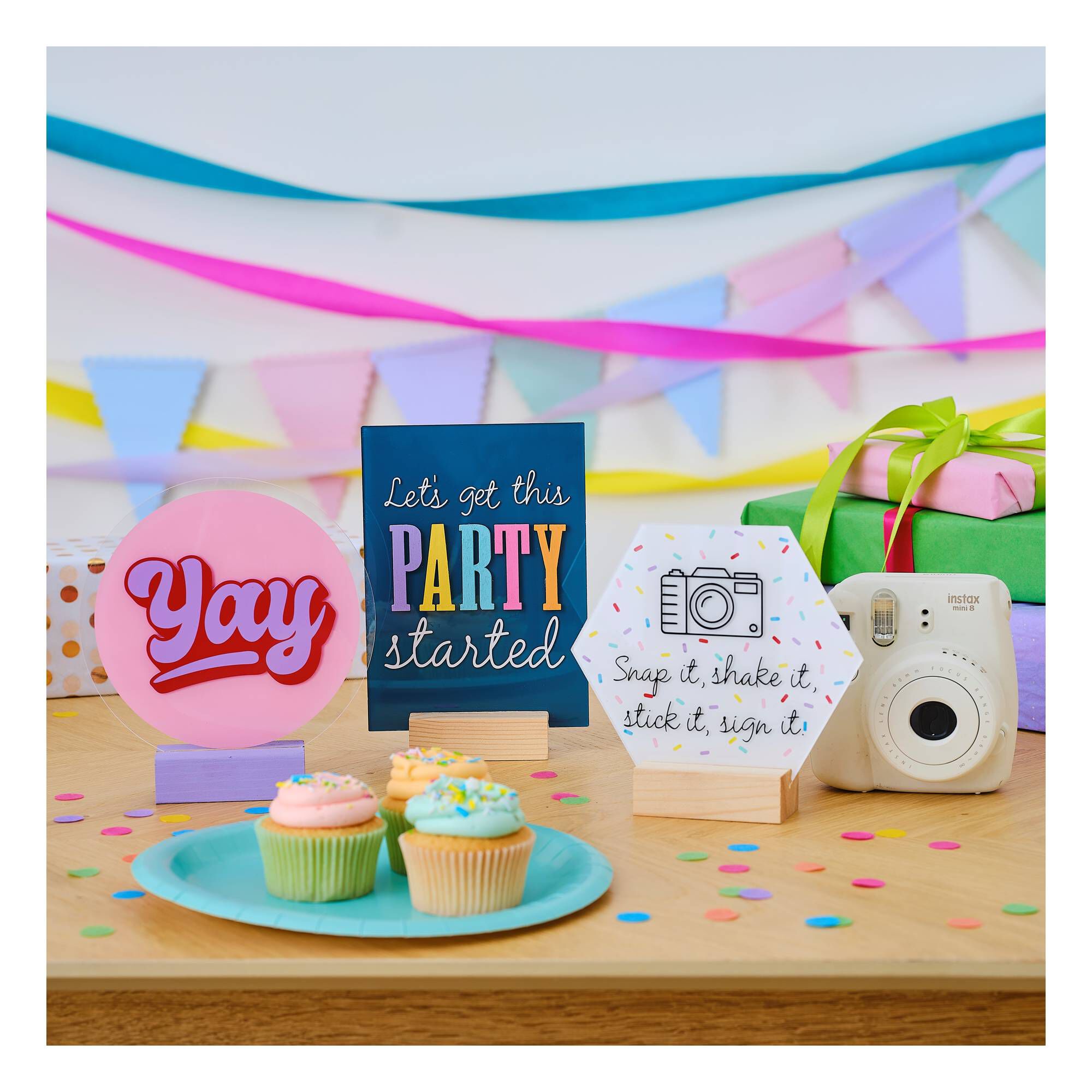 Clear Rectangle Acrylic Table Sign 20cm | Hobbycraft