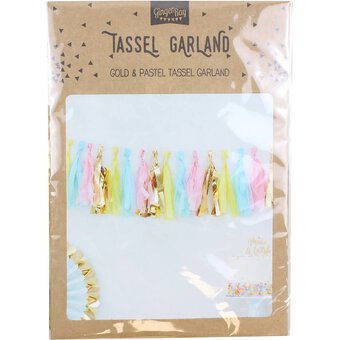 Ginger Ray Pastel and Gold Tassel Garland 2m | Hobbycraft