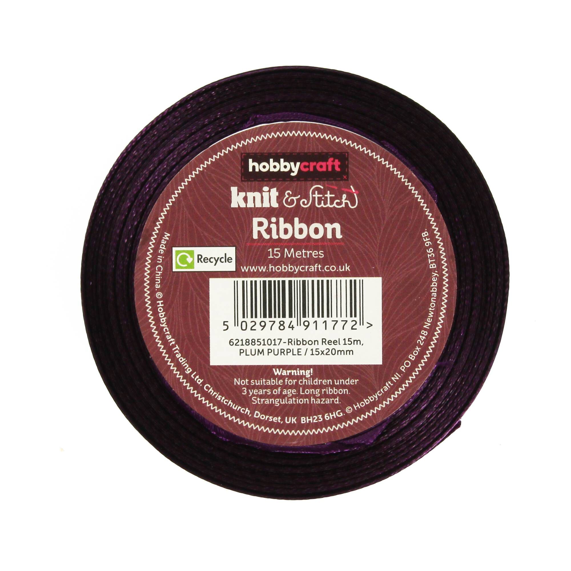 Plum Purple Satin Ribbon 20mm x 15m | Hobbycraft