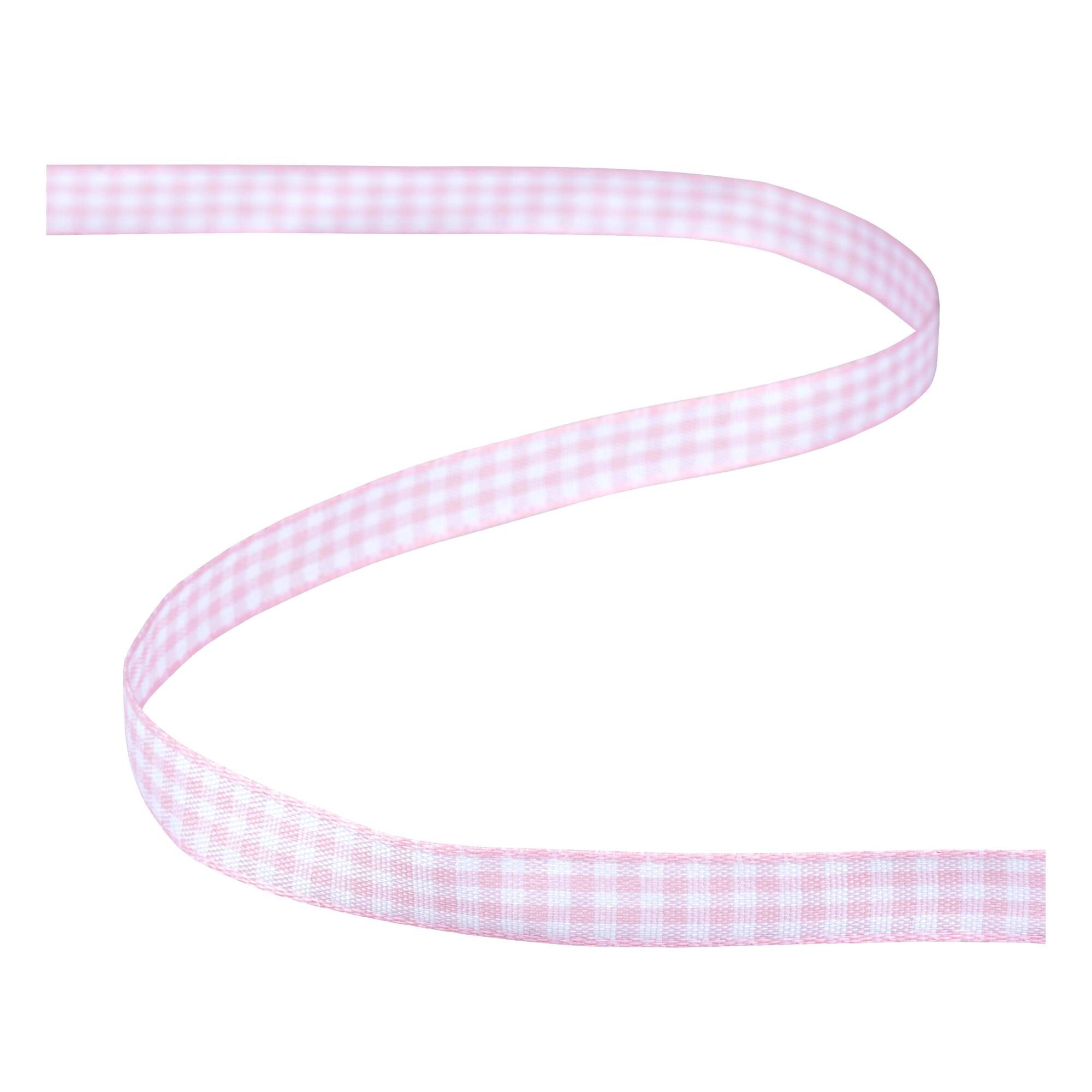 Light Pink Gingham Ribbon 9mm x 5m | Hobbycraft