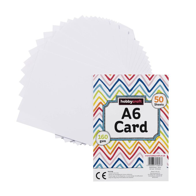 White Card A6 50 Pack | Hobbycraft