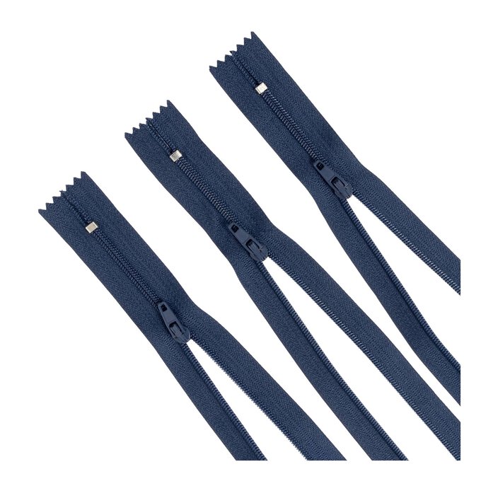 Valuecrafts Navy Blue Zips 27cm 3 Pack | Hobbycraft