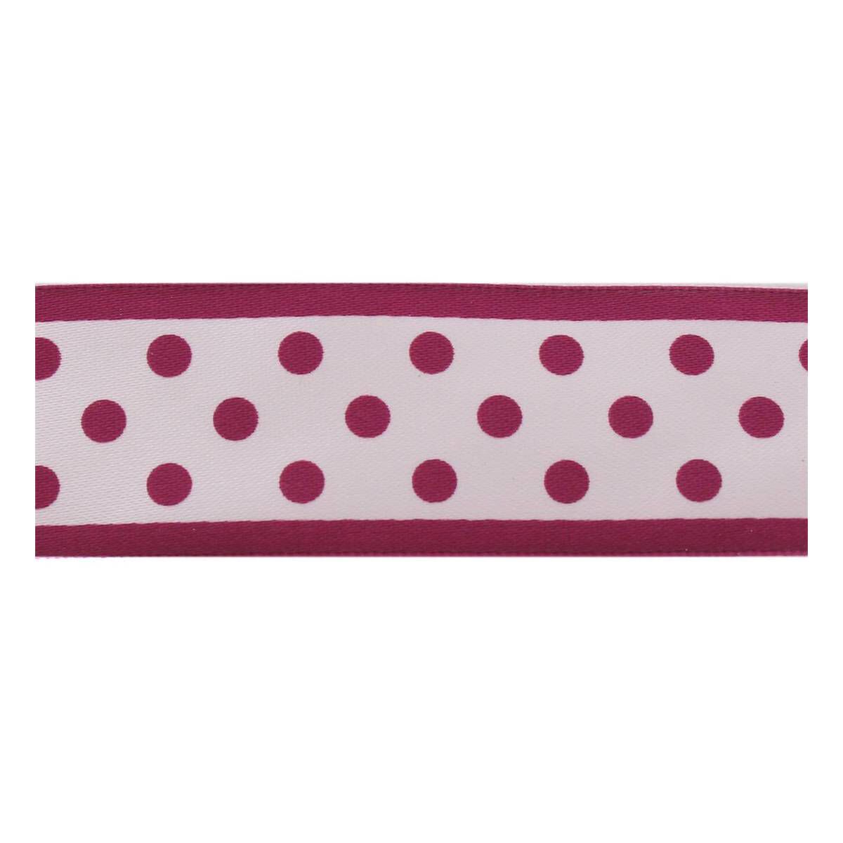 Red Polka Dot Satin Ribbon 25mm x 2.5m | Hobbycraft