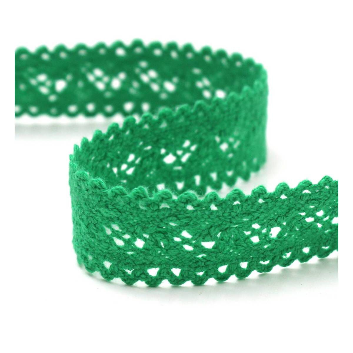 Green Cotton Lace Ribbon 18mm x 5m | Hobbycraft