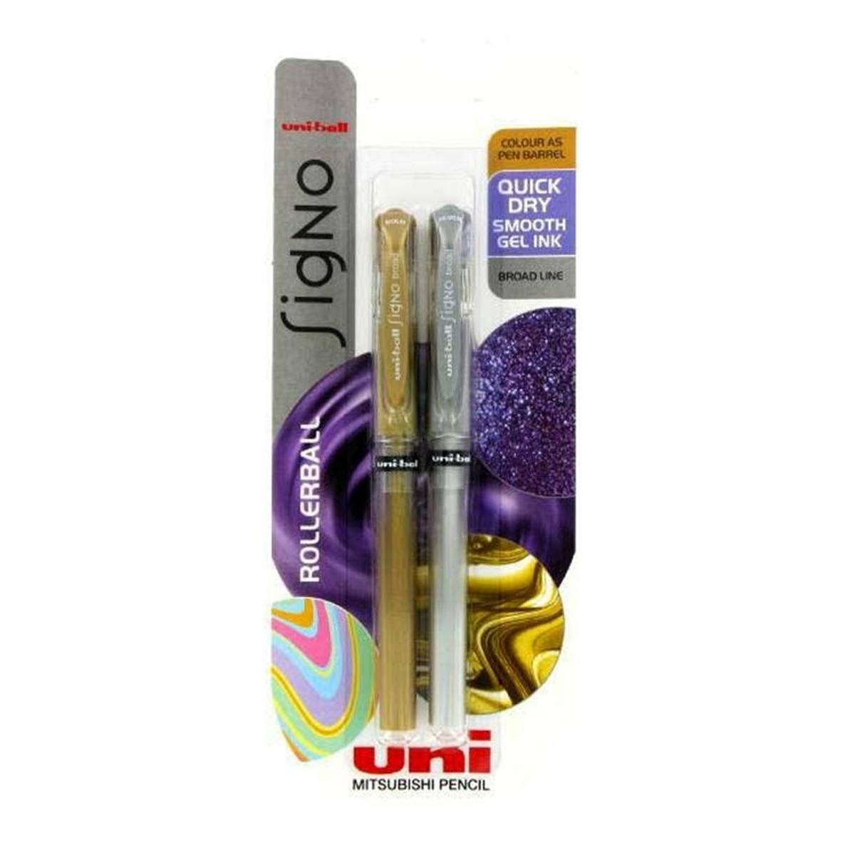 Uni Signo Silver and Gold Gel Pens 2 Pack | Hobbycraft