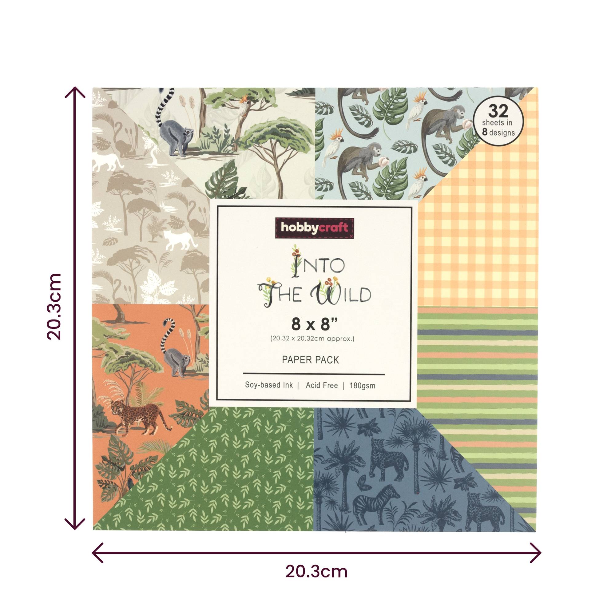 Into The Wild 8 x 8 Inches Paper Pack 32 Sheets | Hobbycraft