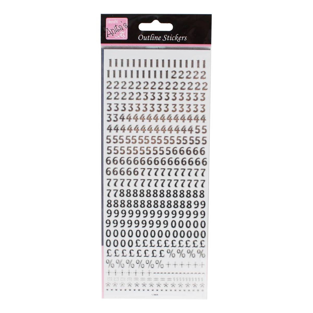 Anita's Small Silver Number Outline Stickers | Hobbycraft