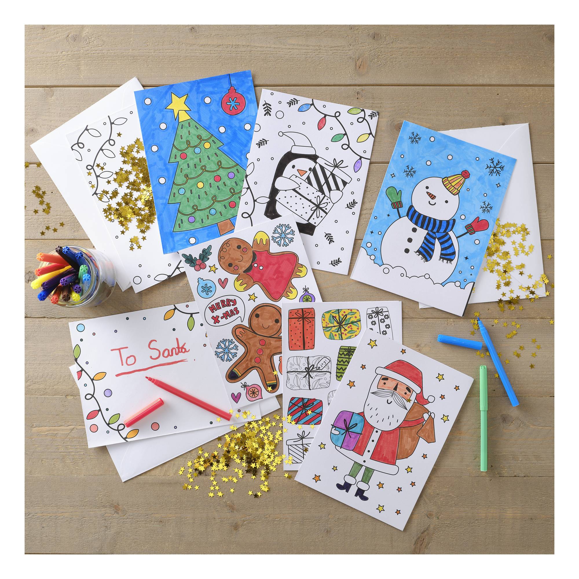 Christmas Colouring Cards 6 Pack | Hobbycraft
