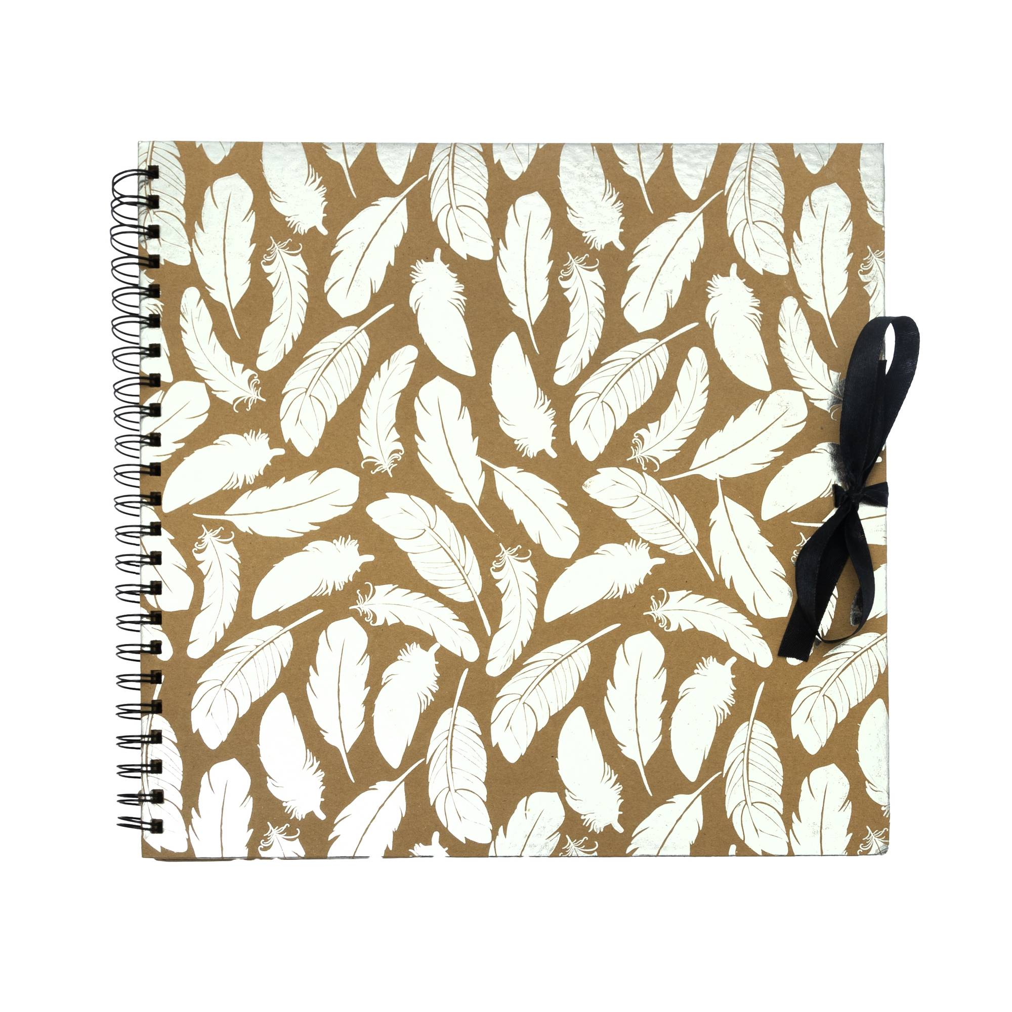 Spiral Bound Foil Silver Feather Scrapbook 12 x 12 Inches | Hobbycraft