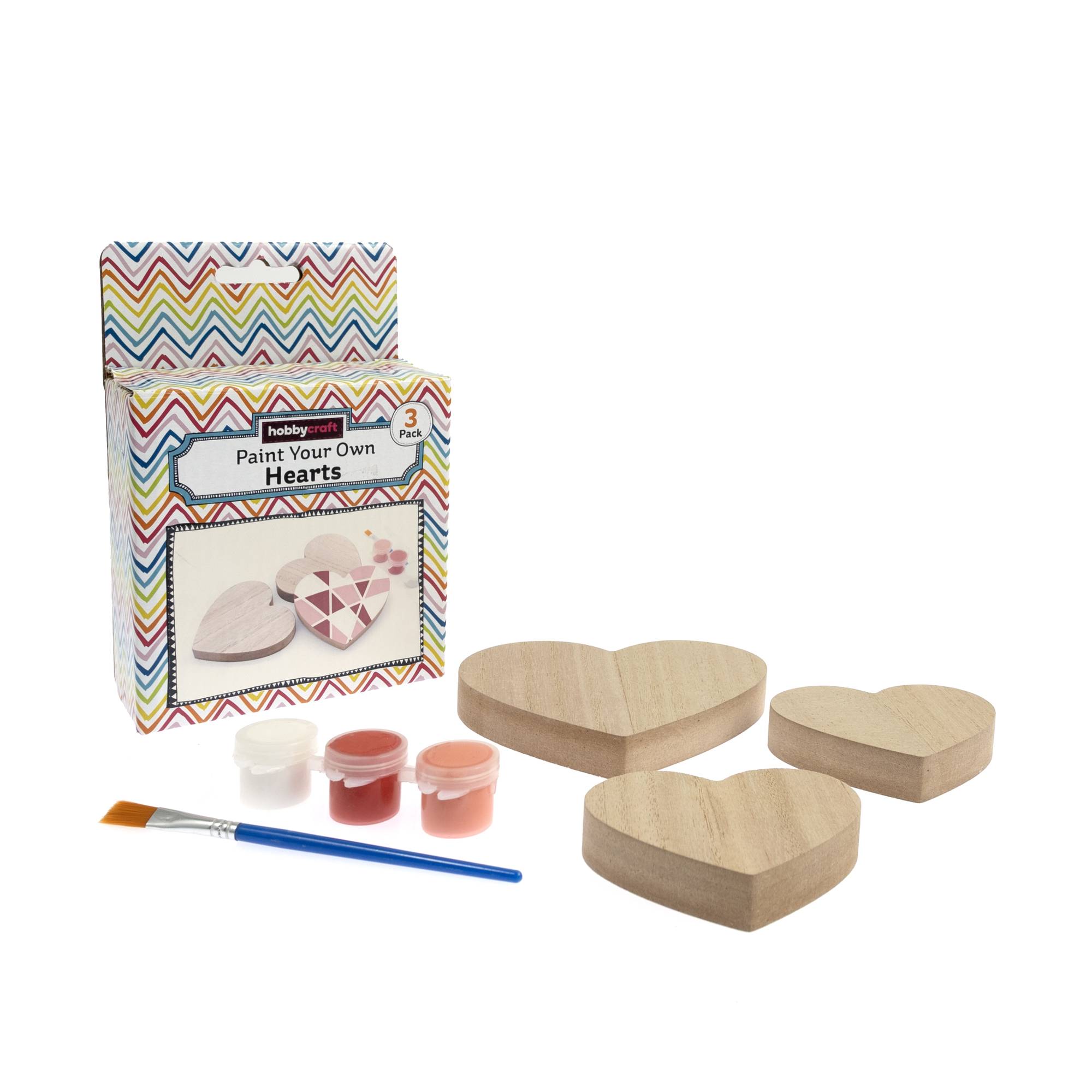 Paint Your Own Wooden Hearts Kit 3 Pack | Hobbycraft