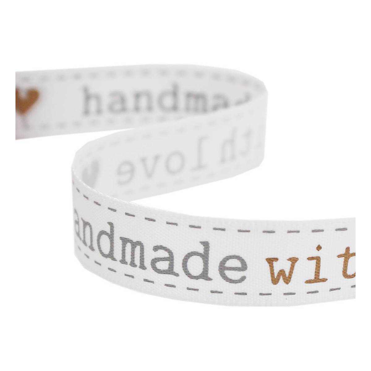 Gold and Grey Handmade with Love Satin Ribbon 12mm x 4m | Hobbycraft