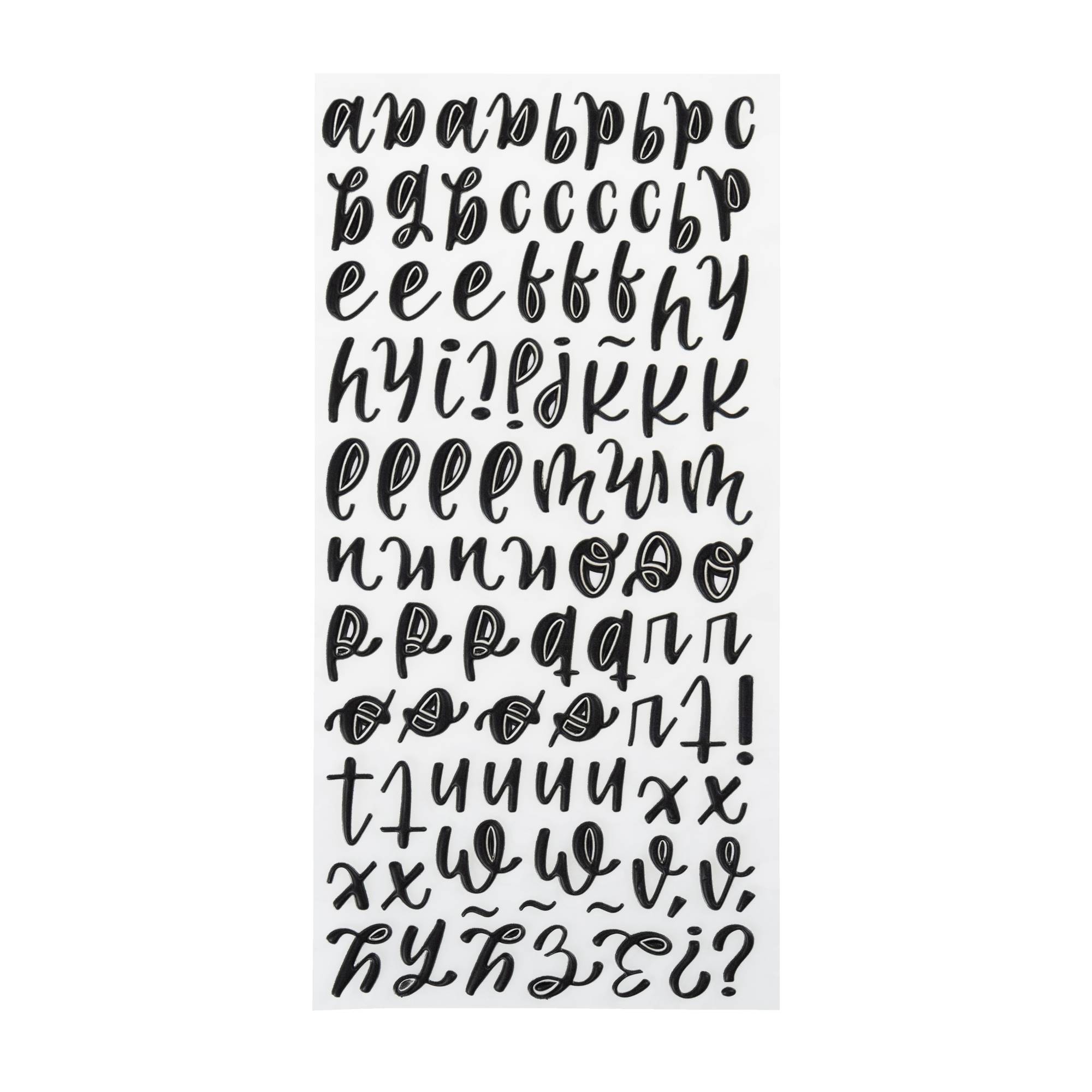 Matt Black Lowercase Puffy Script Alphabet Stickers | Hobbycraft