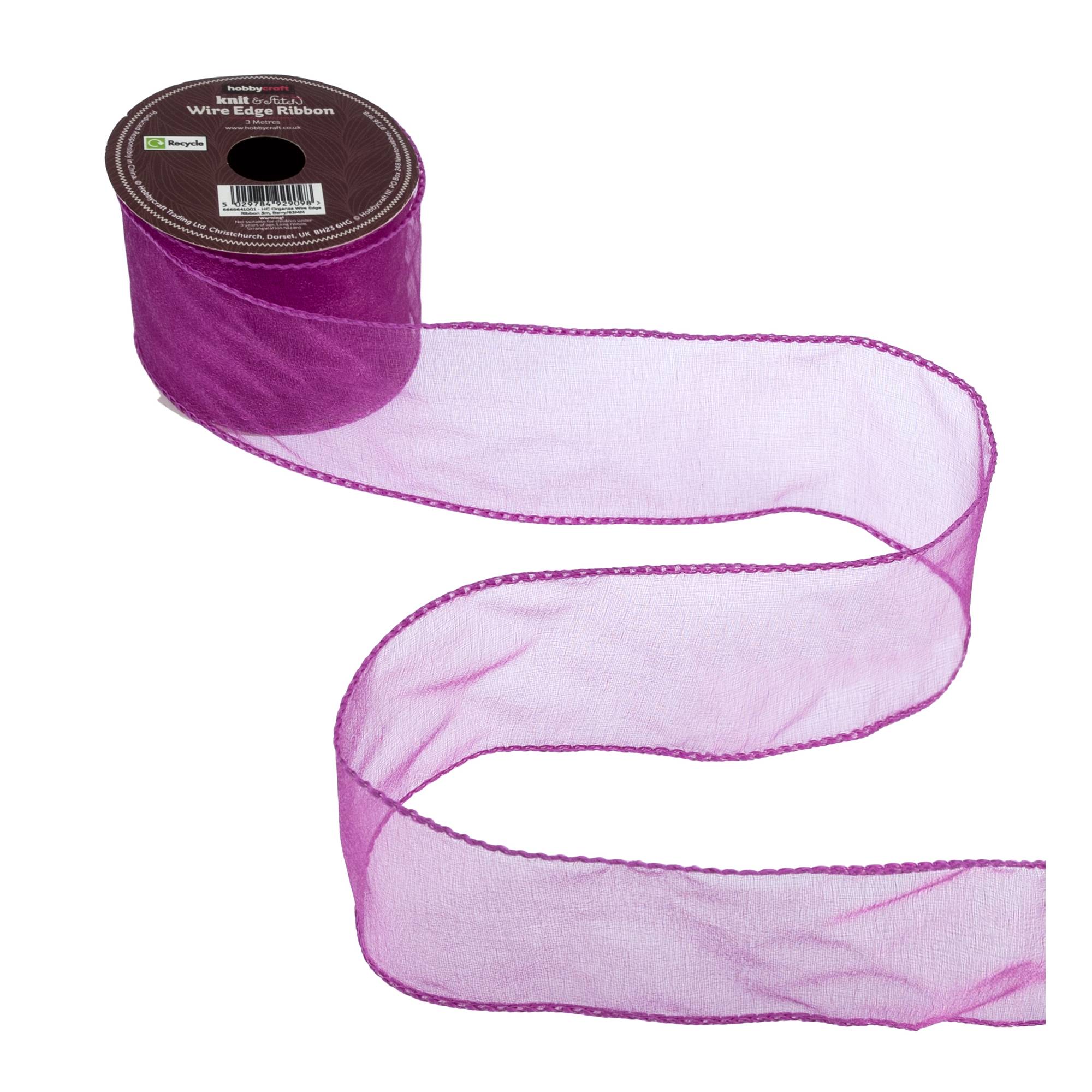 Berry Wire Edge Organza Ribbon 63mm x 3m | Hobbycraft