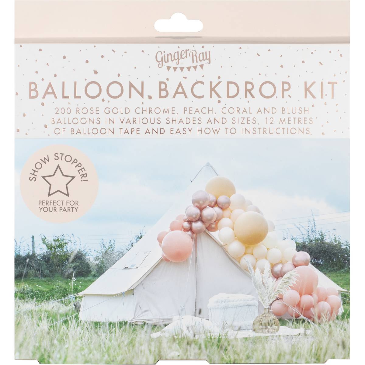 Ginger Ray Rose Gold Peach Coral and Blush Balloon Arch Kit | Hobbycraft