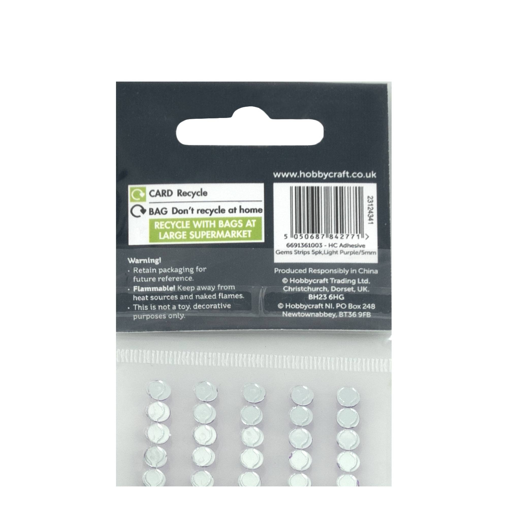 Light Purple Adhesive Gem Strips 5mm 5 Pack | Hobbycraft