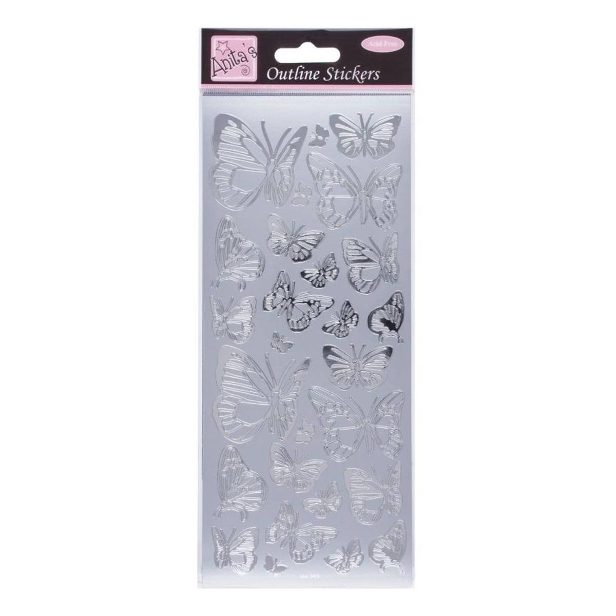 Anita's Silver Butterfly Outline Stickers | Hobbycraft