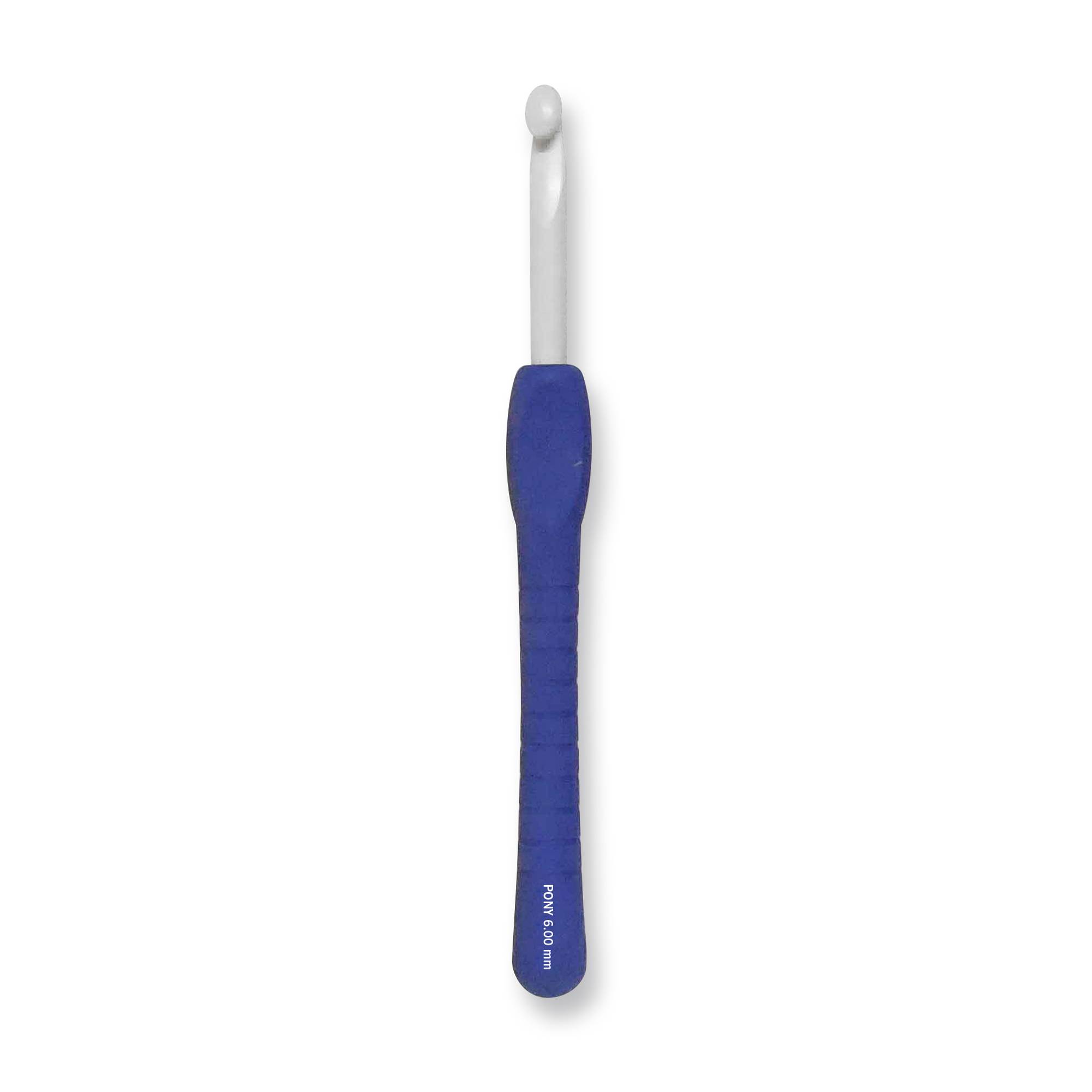 Pony Blue Easy Grip Crochet Hook 6mm x 14cm | Hobbycraft