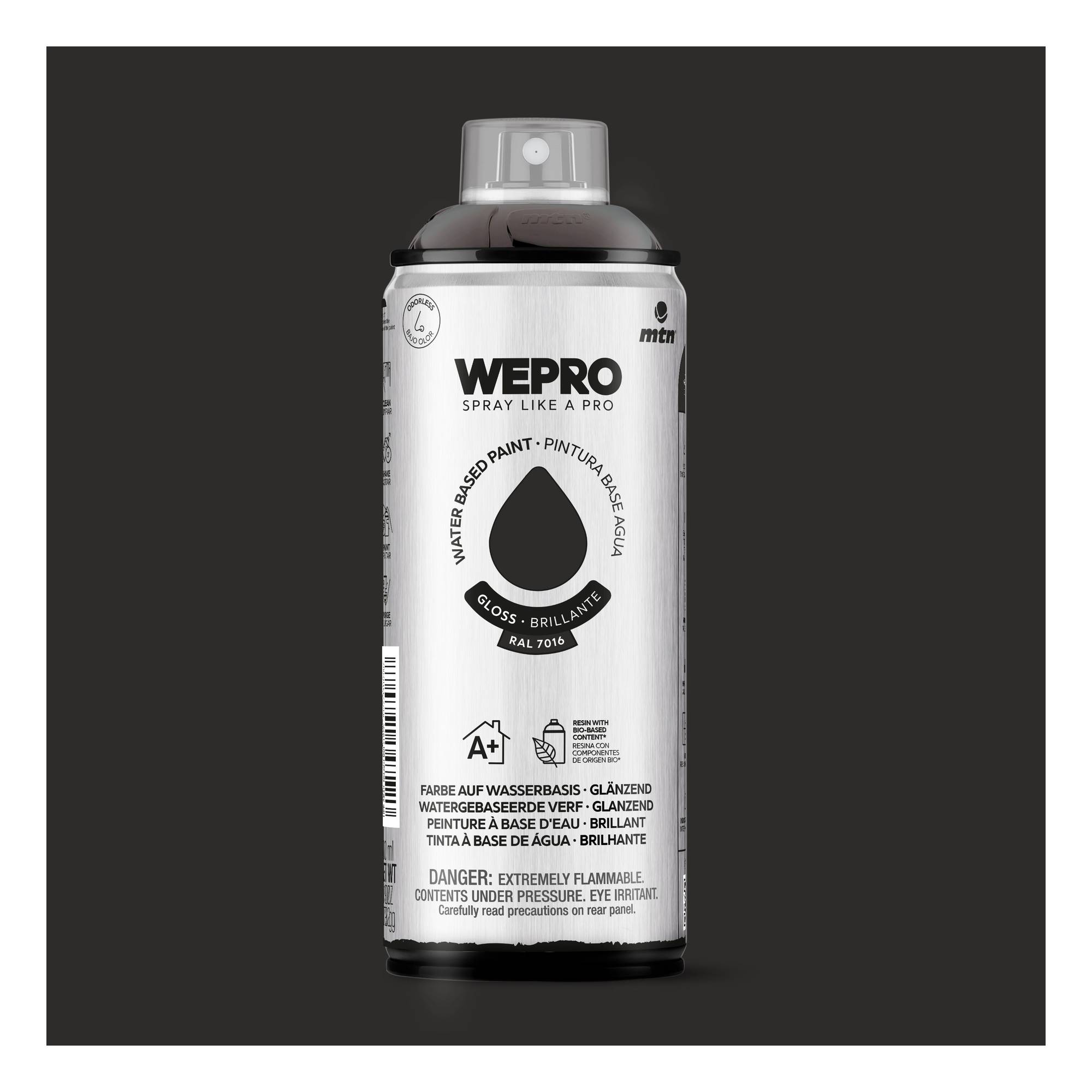 MTN WEPRO Apolo Grey Gloss Water-Based Spray Paint 400ml | Hobbycraft