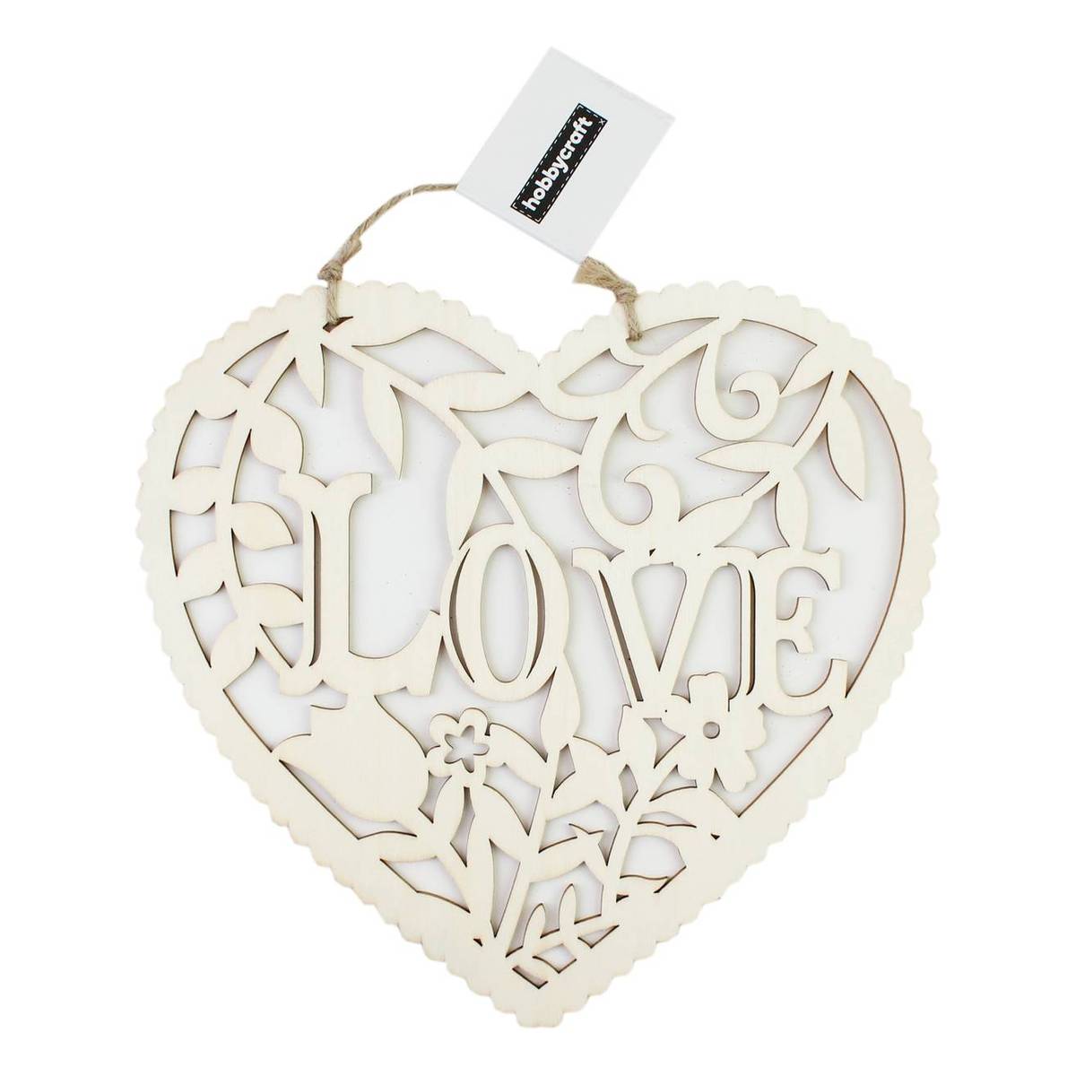 Wooden Filigree Love Heart Plaque 22cm | Hobbycraft