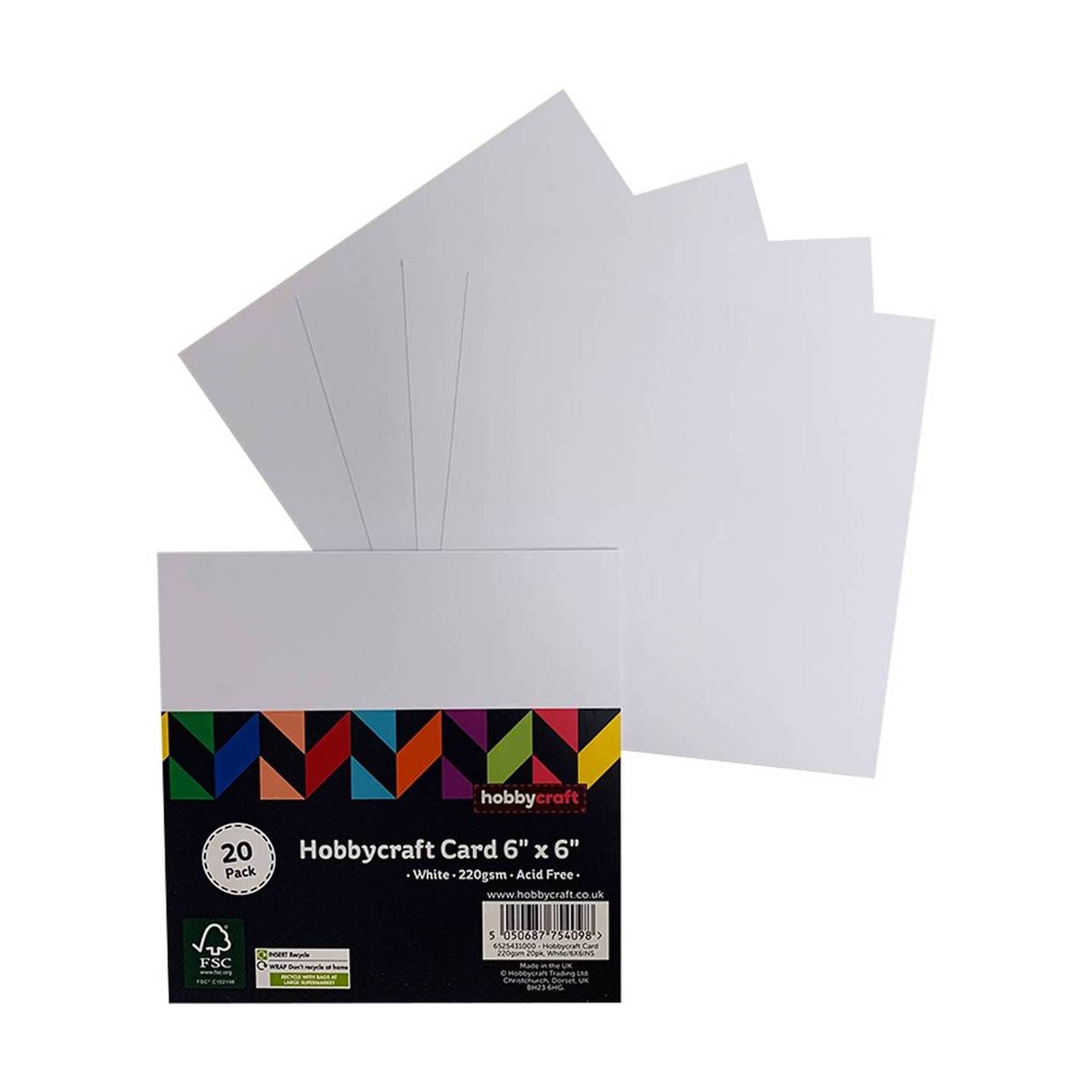 White Card 6 x 6 Inches 20 Pack | Hobbycraft
