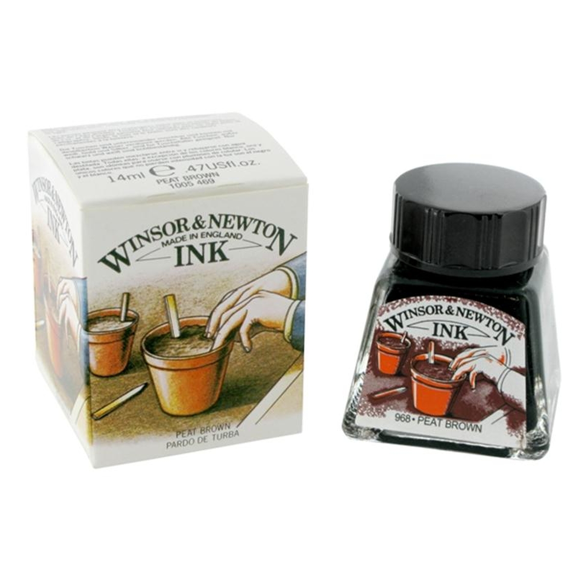 Winsor & Newton Peat Brown Drawing Ink 14ml | Hobbycraft