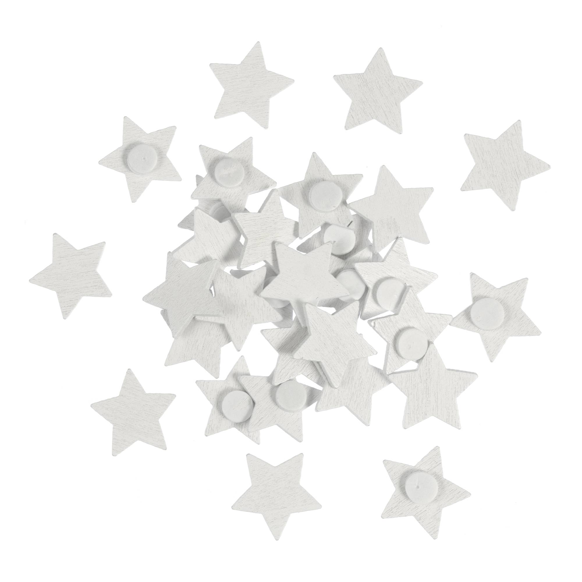 White Wooden Star Embellishments 30 Pack | Hobbycraft