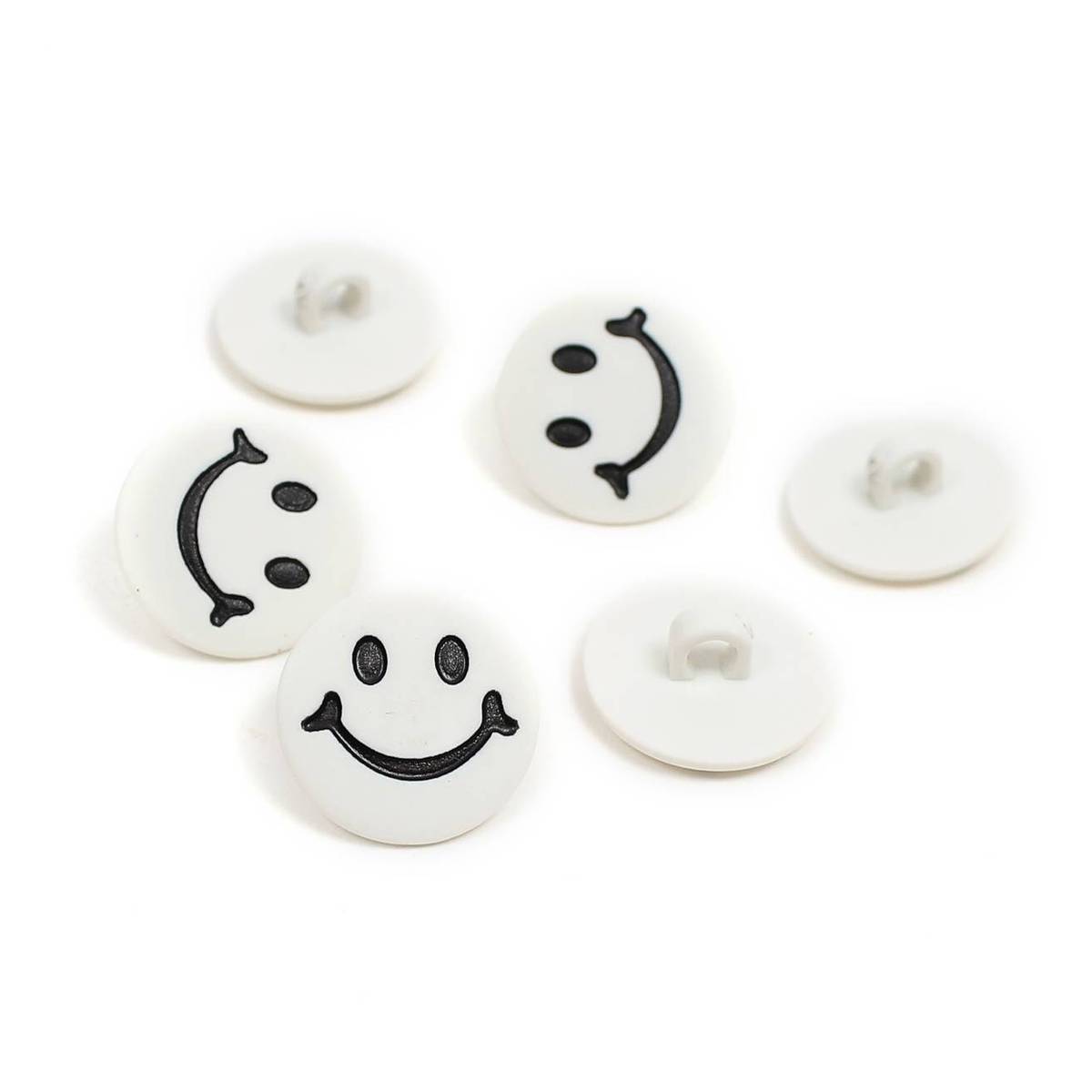 Hemline White Novelty Smiling Face Button 6 Pack | Hobbycraft