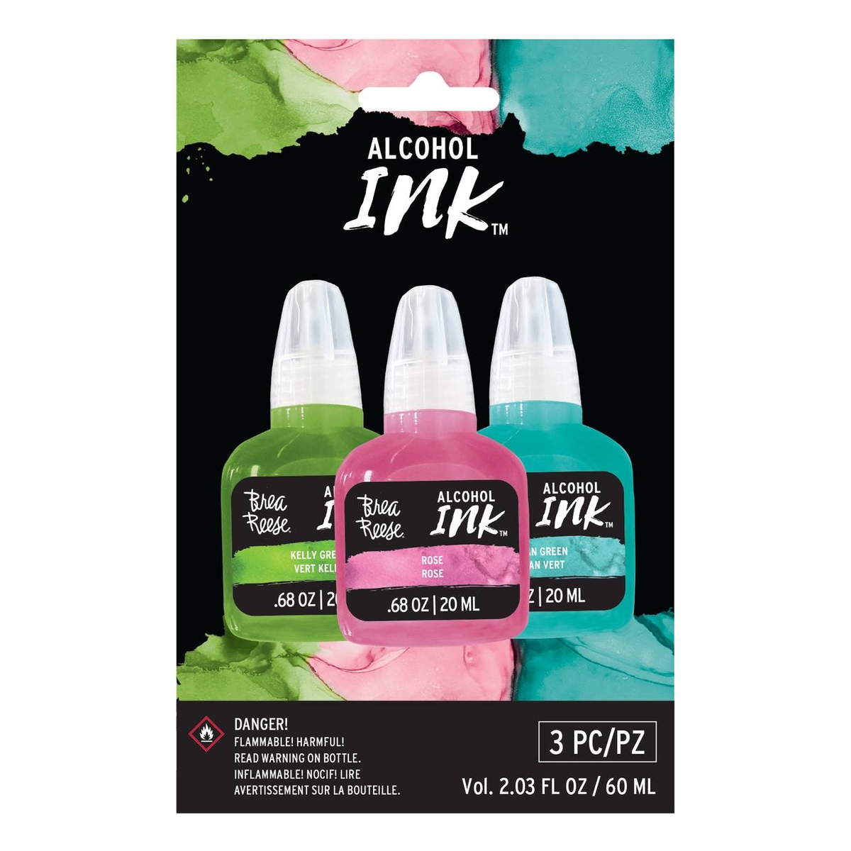 Brea Reese Pink and Green Alcohol Ink 20ml 3 Pack | Hobbycraft