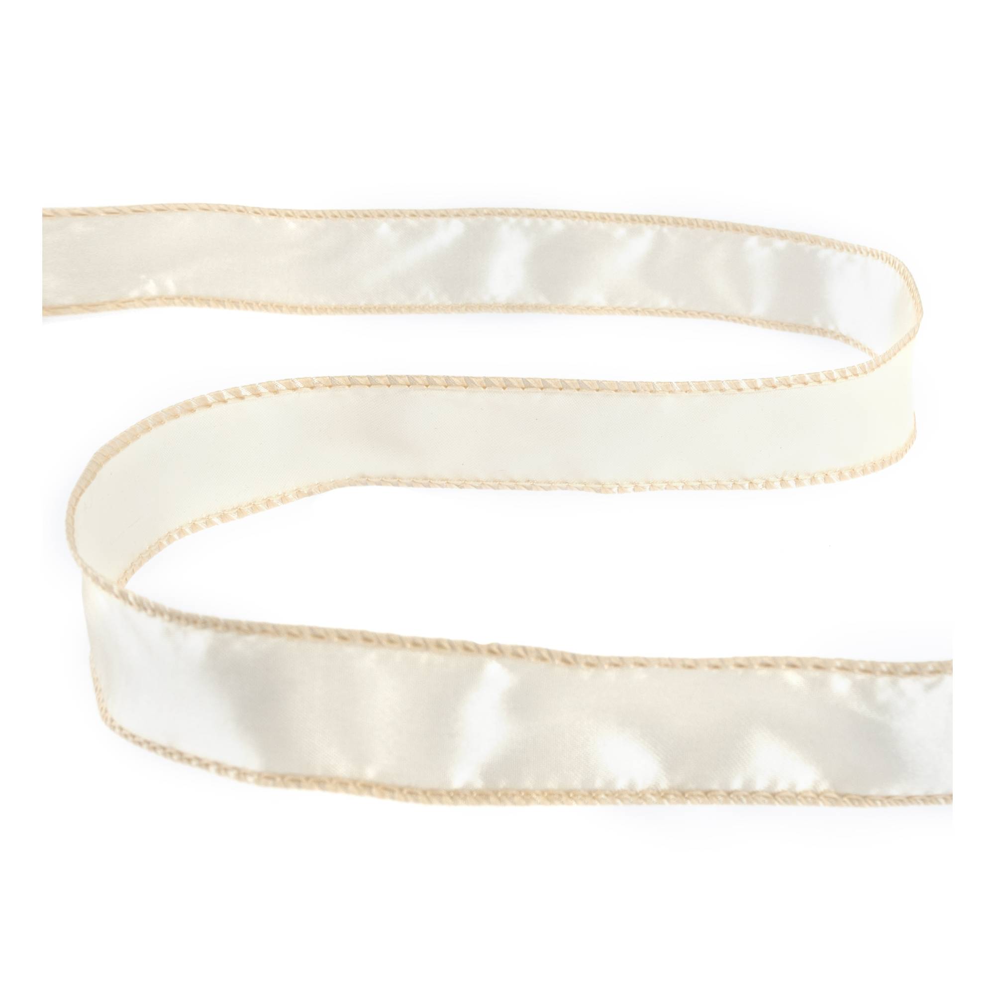 Cream Wire Edge Satin Ribbon 25mm x 3m | Hobbycraft